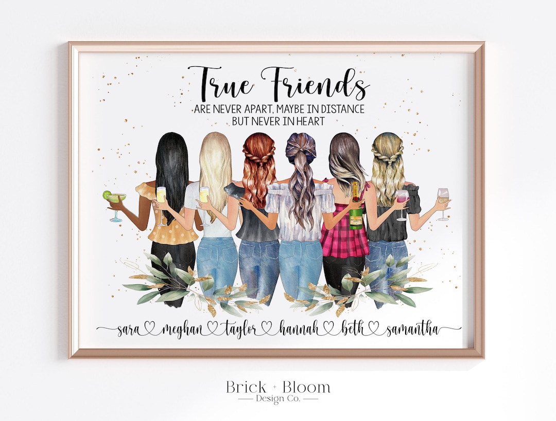Custom Best Friend Portrait | PRINTABLE Personalized BFF Birthday Gift ...