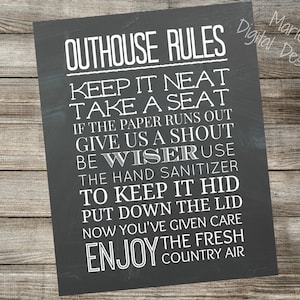 Outhouse Rules Printable Chalkboard Sign / Bathroom Home Decor - Etsy