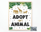 INSTANT DOWNLOAD Adopt an Animal Printable Birthday Sign - Etsy