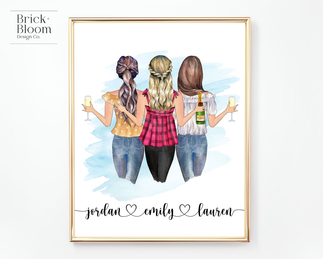 Custom Best Friend Portrait PRINTABLE Personalized BFF Birthday Gift 3 ...