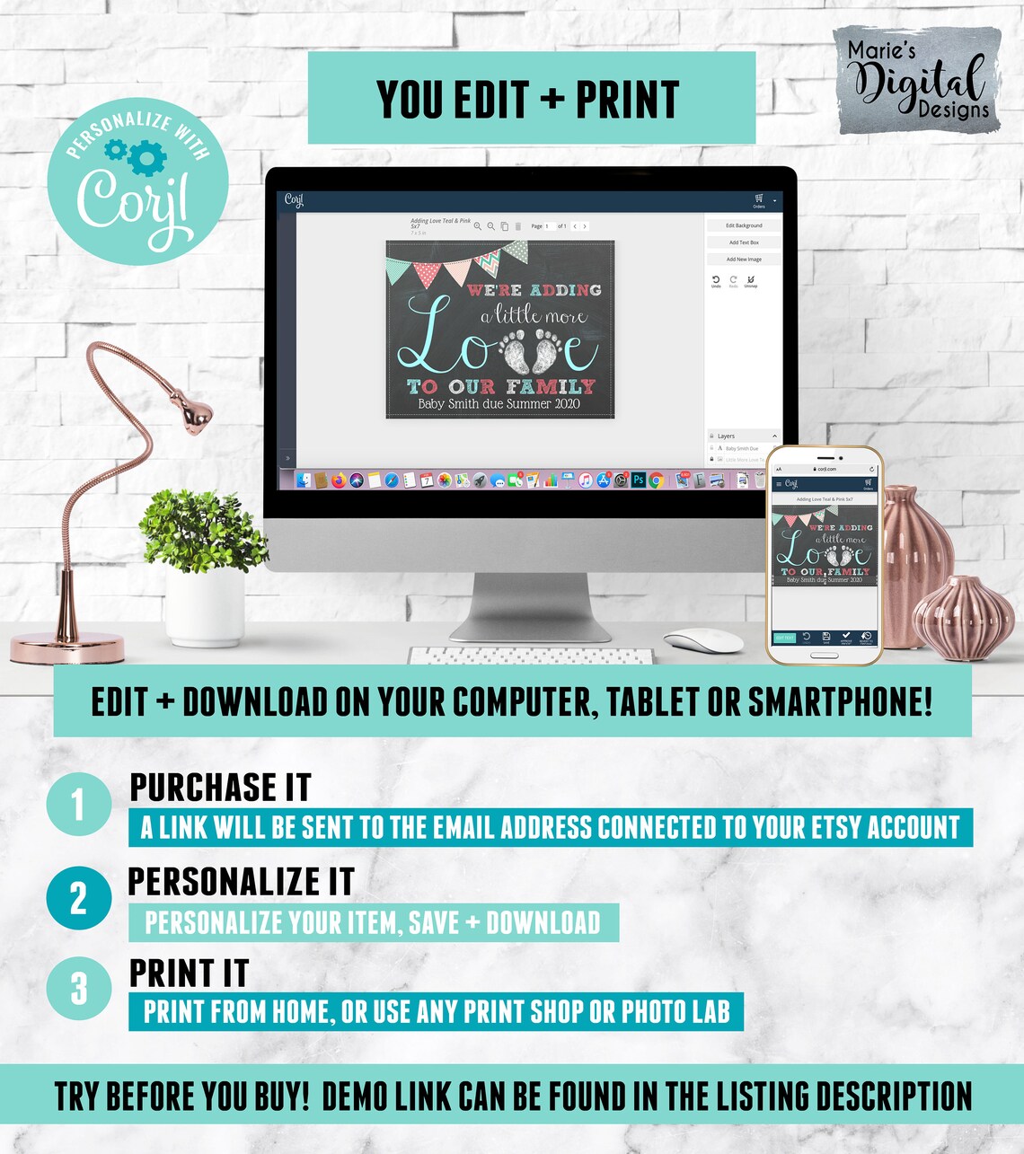 EDITABLE Printable Adding A Little More Love Pregnancy | Etsy