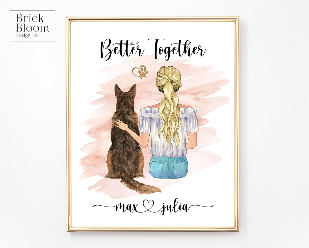 Custom Dog Mom Portrait PRINTABLE Personalized Pet Print Birthday Gift ...