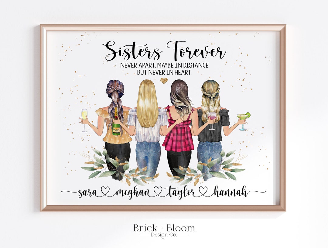 Custom Sisters Portrait | PRINTABLE Personalized Birthday Gift ...