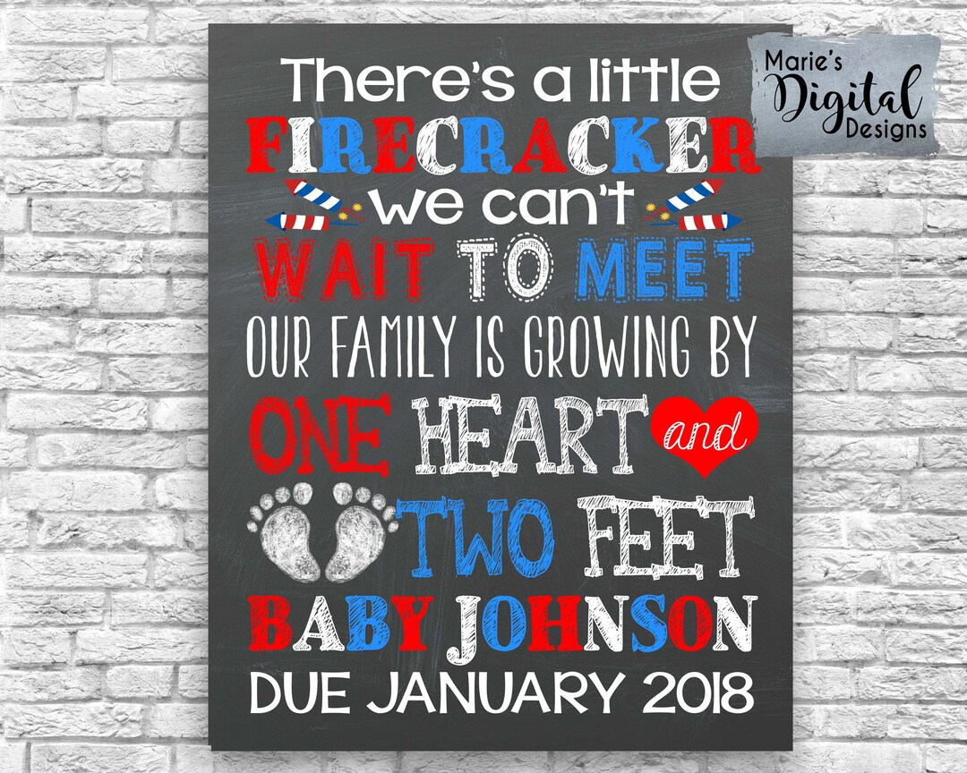 PRINTABLE Little Firecracker / Family Growing by One Heart and Two Feet ...