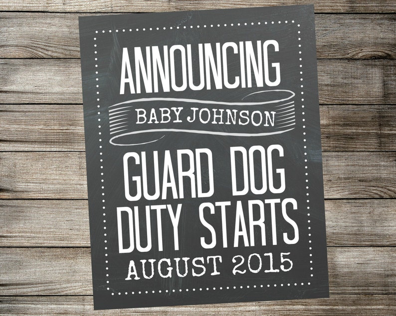 PRINTABLE Announcing Baby Guard Dog Duty Chalkboard Pregnancy - Etsy Canada