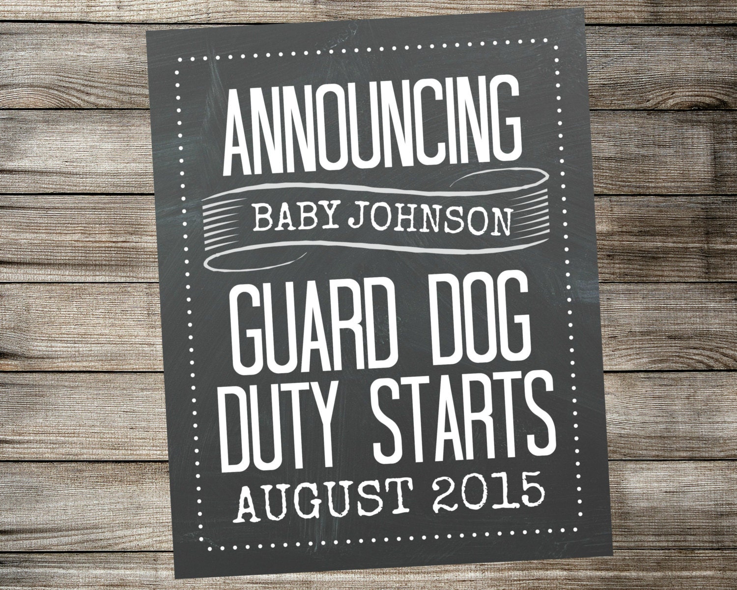 PRINTABLE Announcing Baby Guard Dog Duty Chalkboard Pregnancy - Etsy Canada