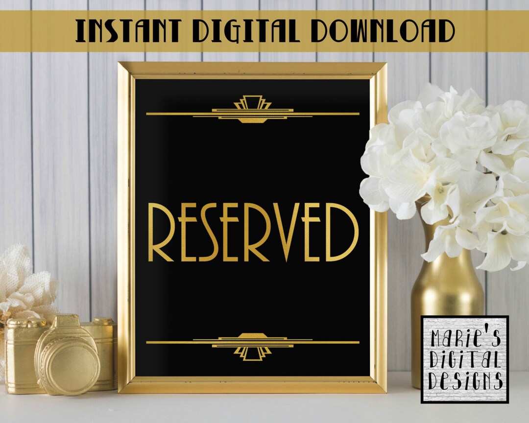 INSTANT DOWNLOAD Printable Reserved Sign / Wedding / Party / - Etsy