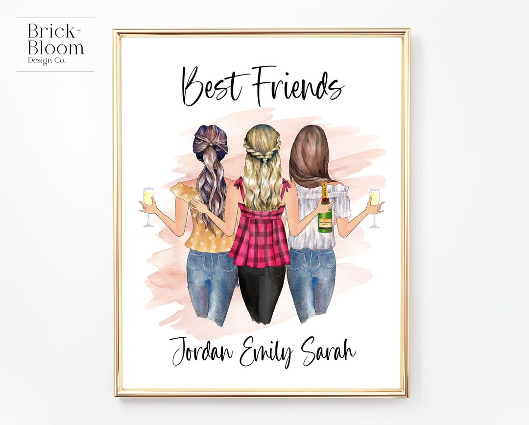 Custom Best Friend Portrait PRINTABLE Personalized BFF Birthday Gift 3 ...