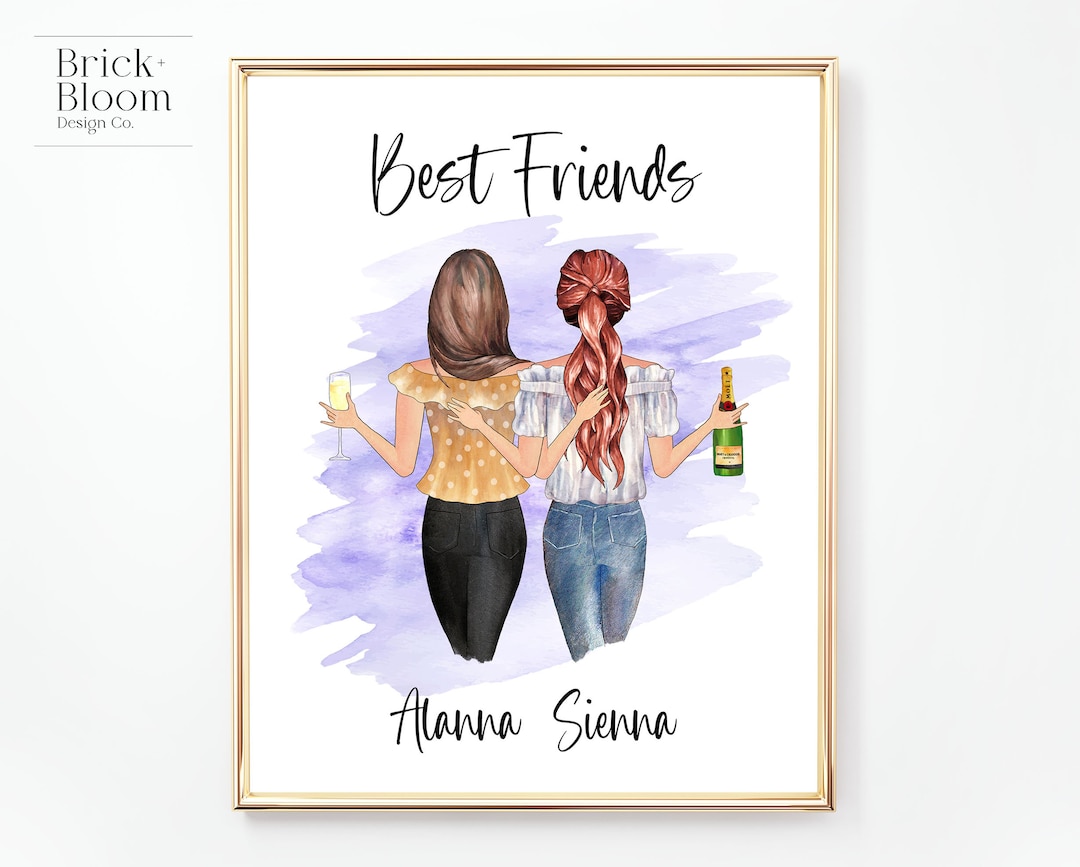 Custom Best Friend Portrait PRINTABLE Personalized BFF Birthday Gift ...