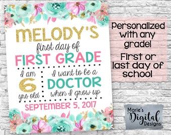 PRINTABLE Personalized First OR Last Day of School - Etsy