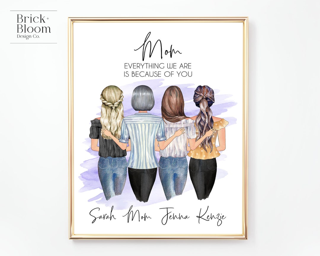 Custom Mother Daughters Portrait | PRINTABLE Personalized Mother's Day ...