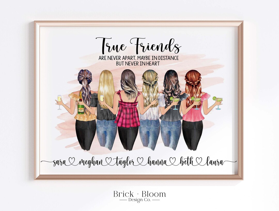 Custom Best Friend Portrait | PRINTABLE Personalized BFF Birthday Gift ...