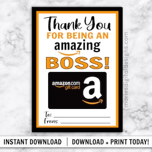 INSTANT DOWNLOAD | Thank You for Being an Amazing Boss | Amazon Gift ...