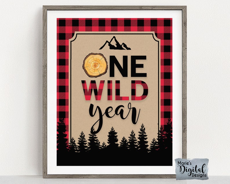 INSTANT DOWNLOAD One Wild Year Printable Birthday Party Sign | Etsy