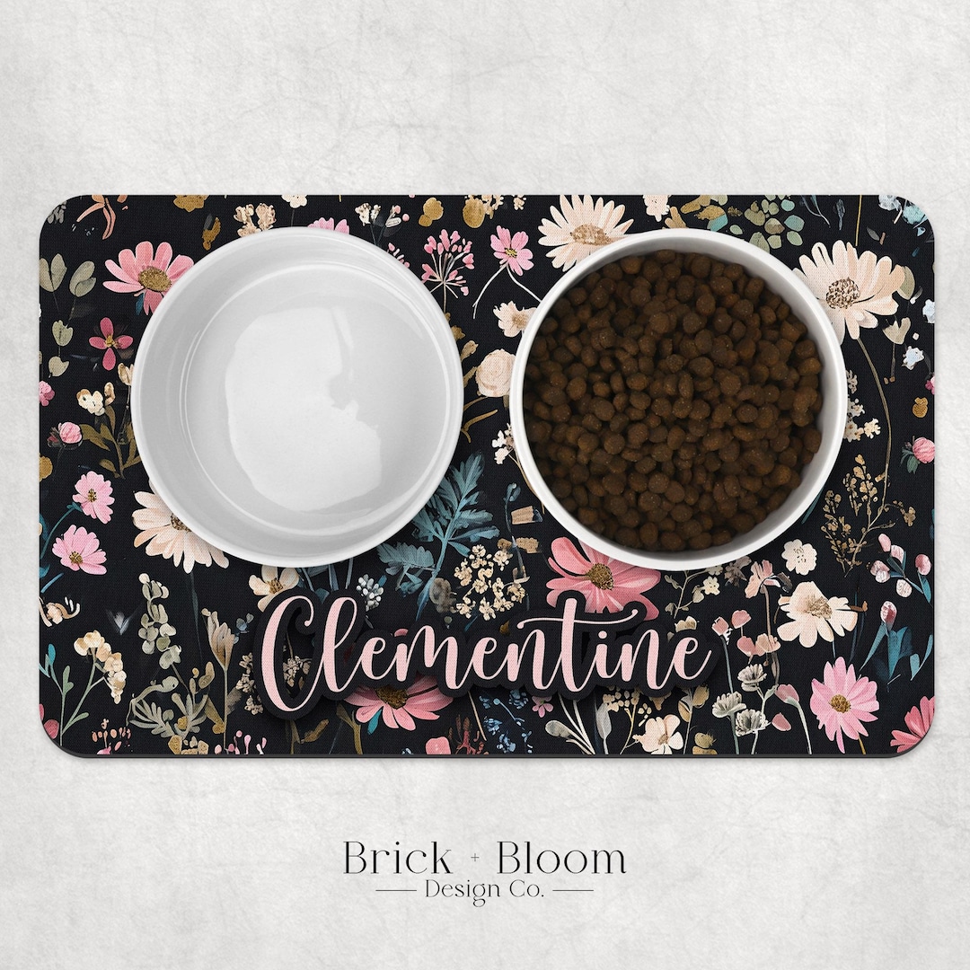 Enchanted Garden Personalized Pet Placemat | Custom Pet Feeding Mat ...