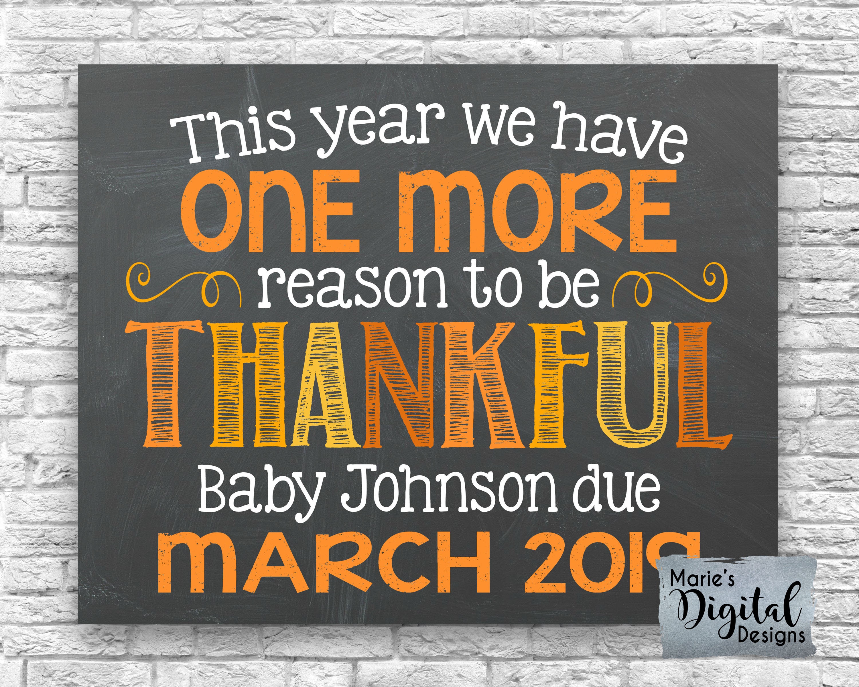PRINTABLE One More Reason To Be Thankful Baby / Chalkboard | Etsy