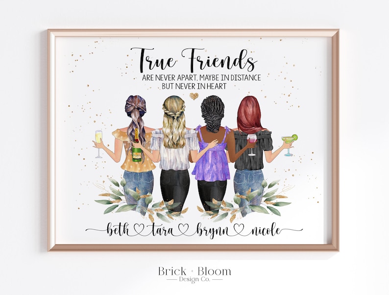 Custom Best Friend Portrait | PRINTABLE Personalized BFF Birthday Gift ...