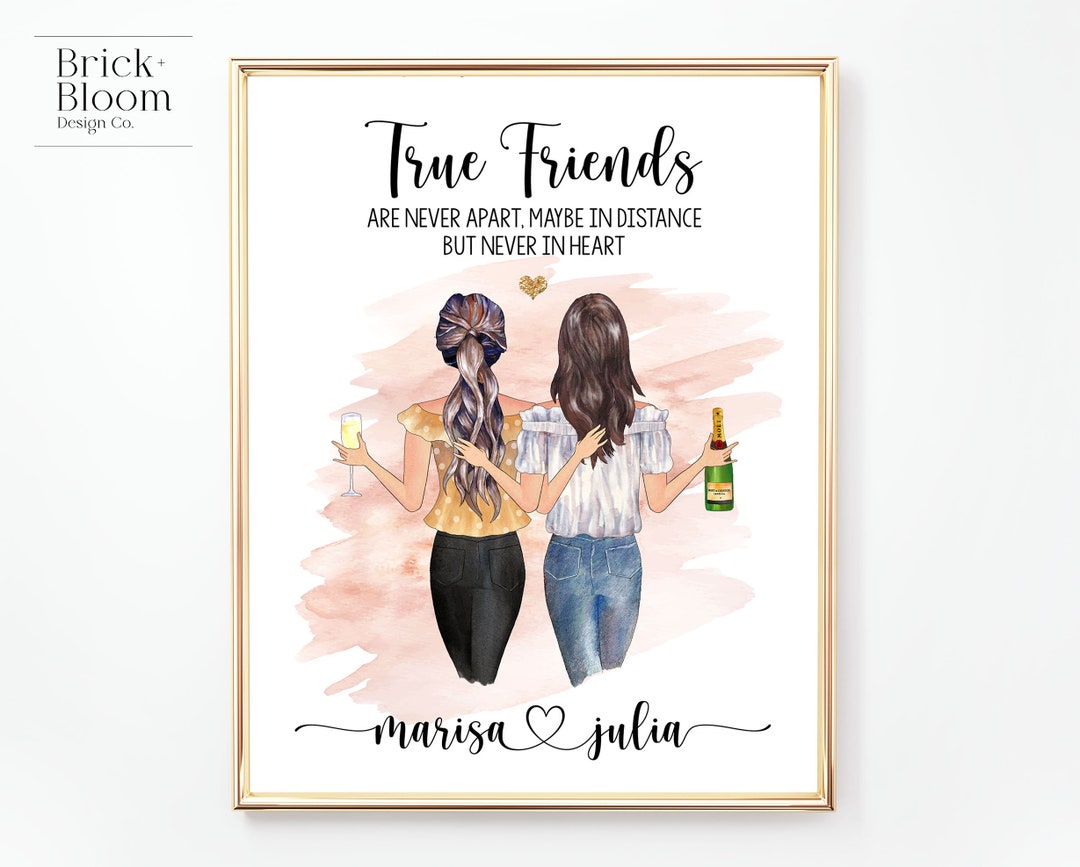 Custom Best Friend Portrait PRINTABLE Personalized BFF Birthday Gift ...