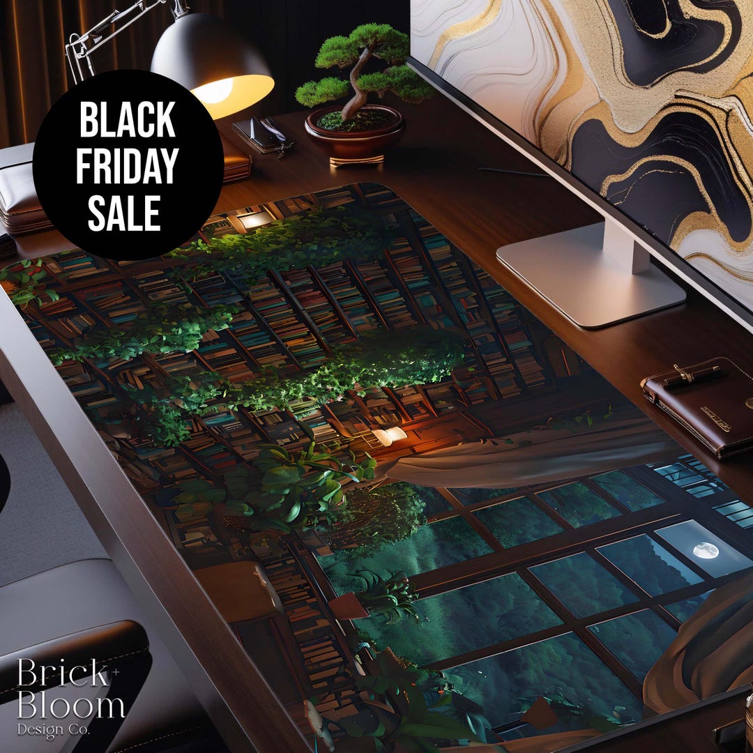 Botanical Book Nook Library Desk Mat | Cottagecore Dark Academia Gaming ...