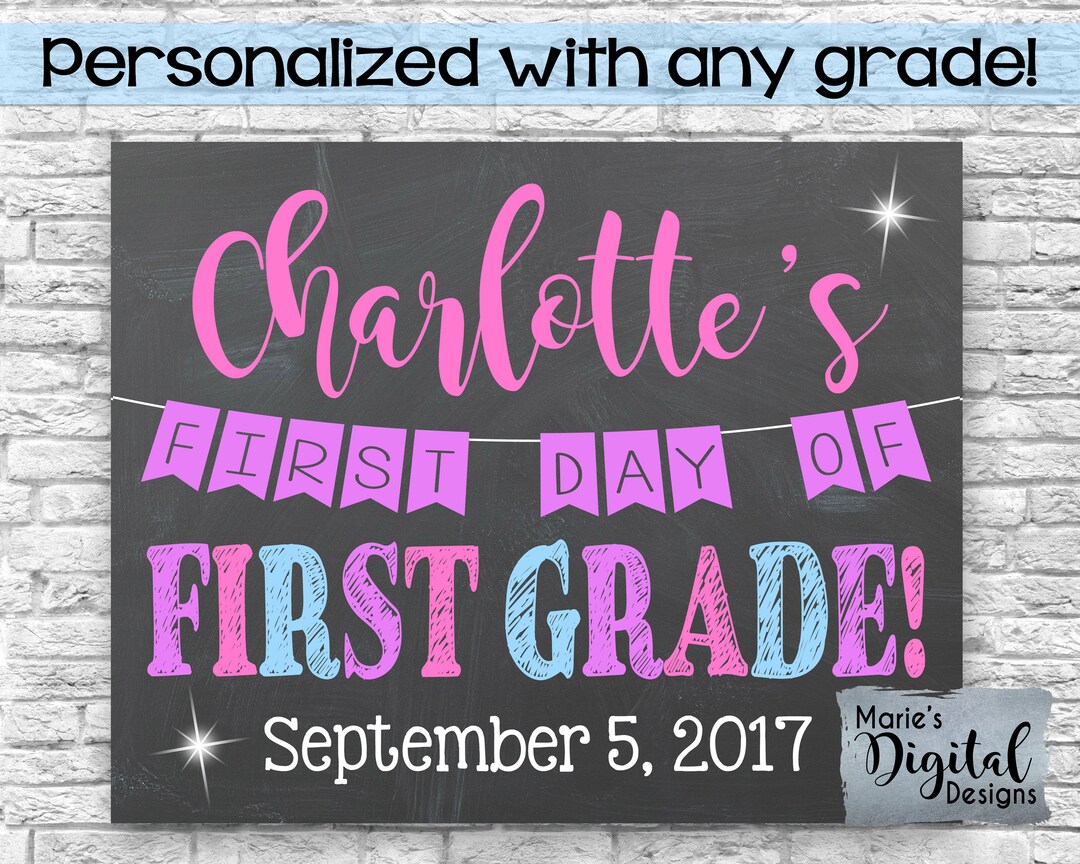 PRINTABLE Personalized First Day of School Chalkboard - Etsy Canada