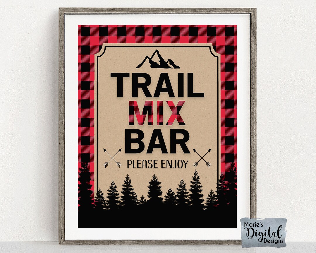 INSTANT DOWNLOAD | Trail Mix Bar Printable Birthday Party Sign | Red ...