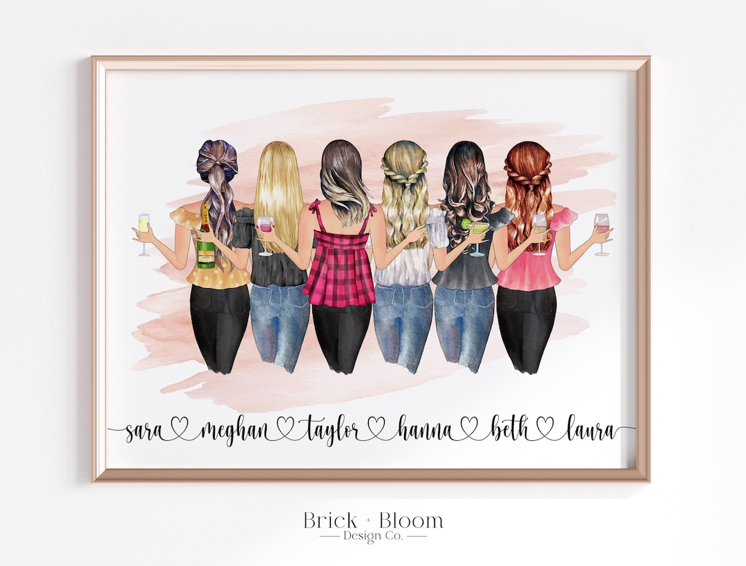 Custom Best Friend Portrait | PRINTABLE Personalized BFF Birthday Gift ...