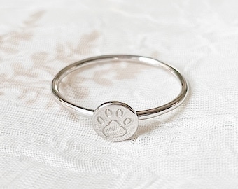 Tiny Paw Print Ring 925 Sterling Silver Paw Print Ring Tiny Pawprint ...