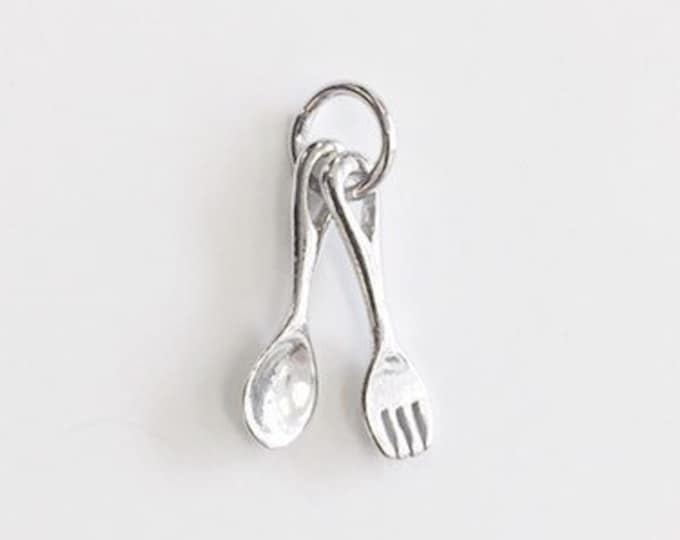 Sterling Silver Spoon and Fork Charm - Etsy