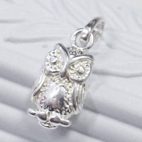 Miniature Sterling Silver Owl Charm Owls Very Small Tiny Solid - Etsy