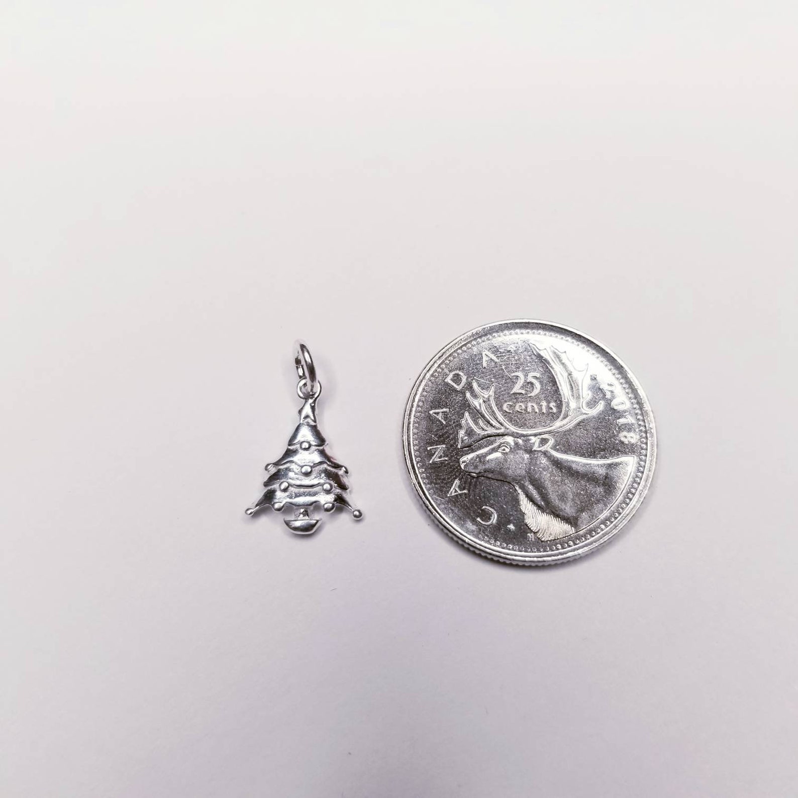 Sterling Silver Christmas Tree Charm: Dainty Holiday Pendant - Etsy