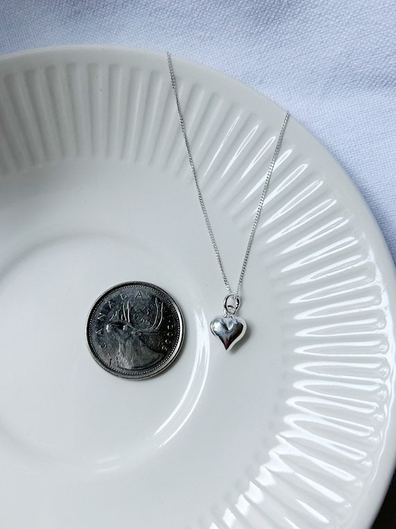 Sterling Silver Heart Necklace Dainty Heart Necklace Tiny Heart Pendant Small Heart Charm Everyday Jewelry Gift for Her Layering