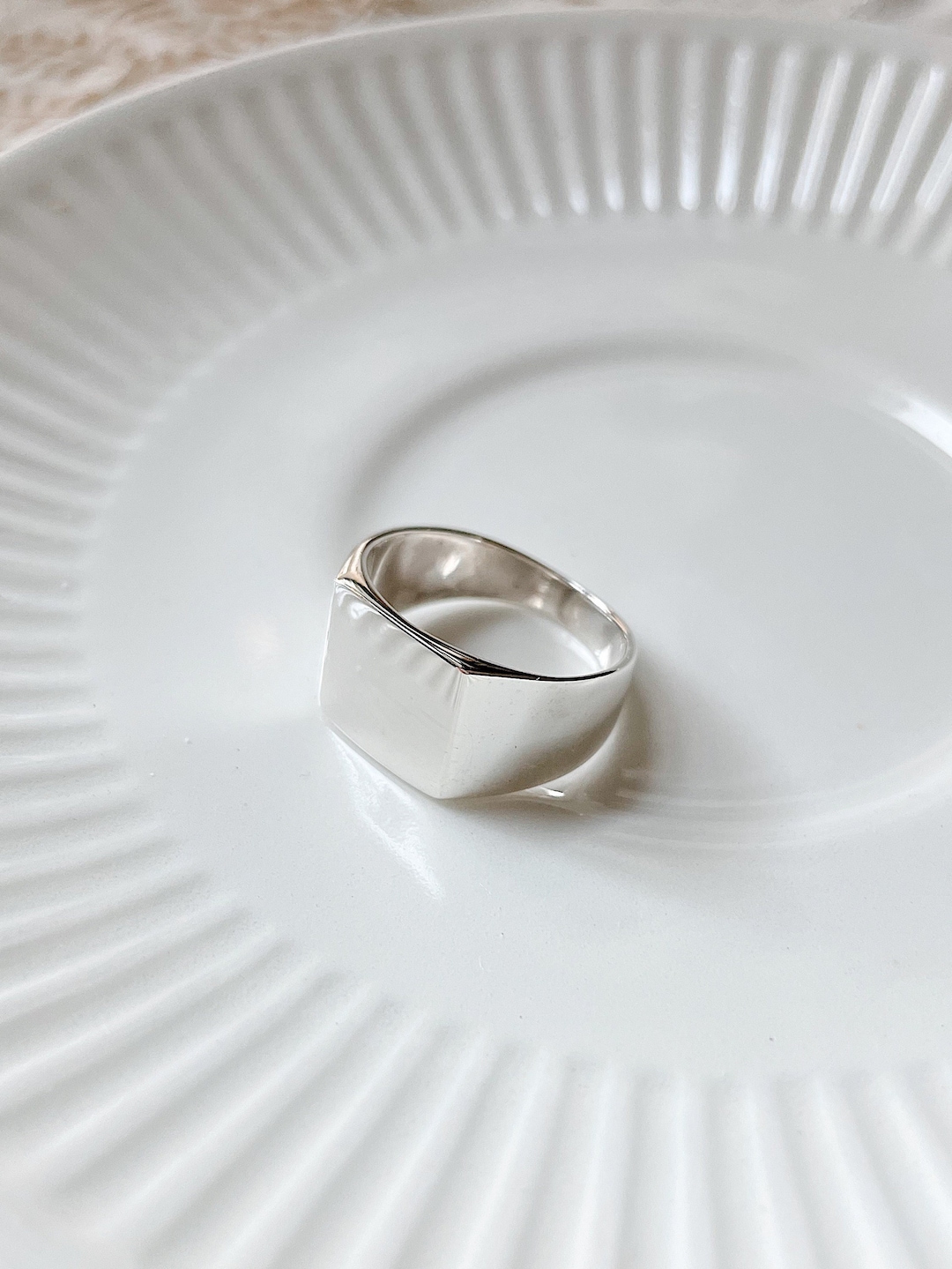 Sterling Silver Square Signet Ring - Classic Signet Ring, Bold ...