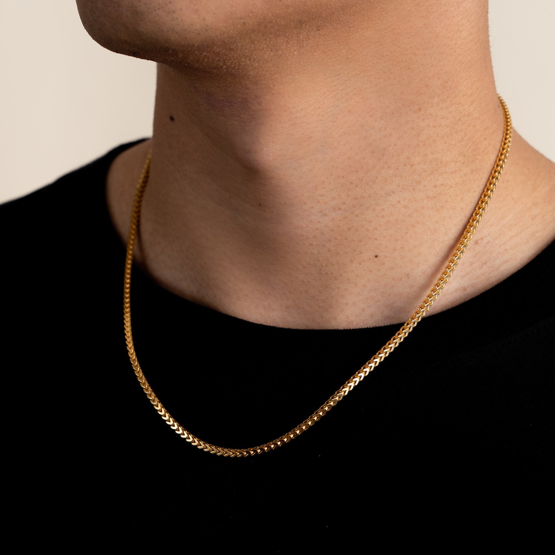 18K Gold Vermeil Franco Chain: 925 Sterling Silver Men's Necklace, Made ...