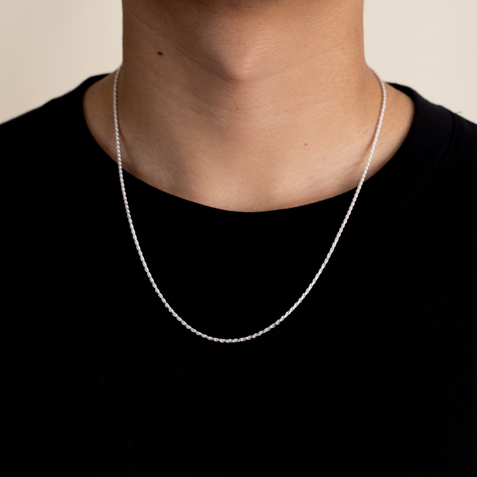 Sterling Silver 2 Mm Rope Chain 925 Sterling Silver Necklace Mens Chain Mens Necklace Chaine Argent Homme Mens Jewelry Etsy