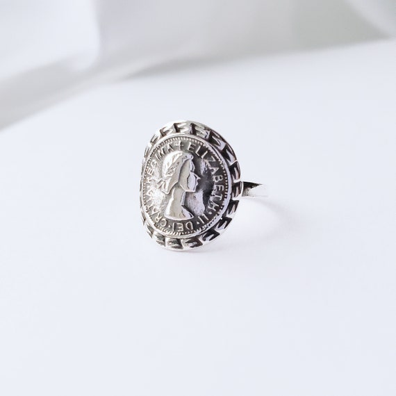 Queen Elizabeth II Commemorative Ring 925 Silver Coin Ring - Etsy