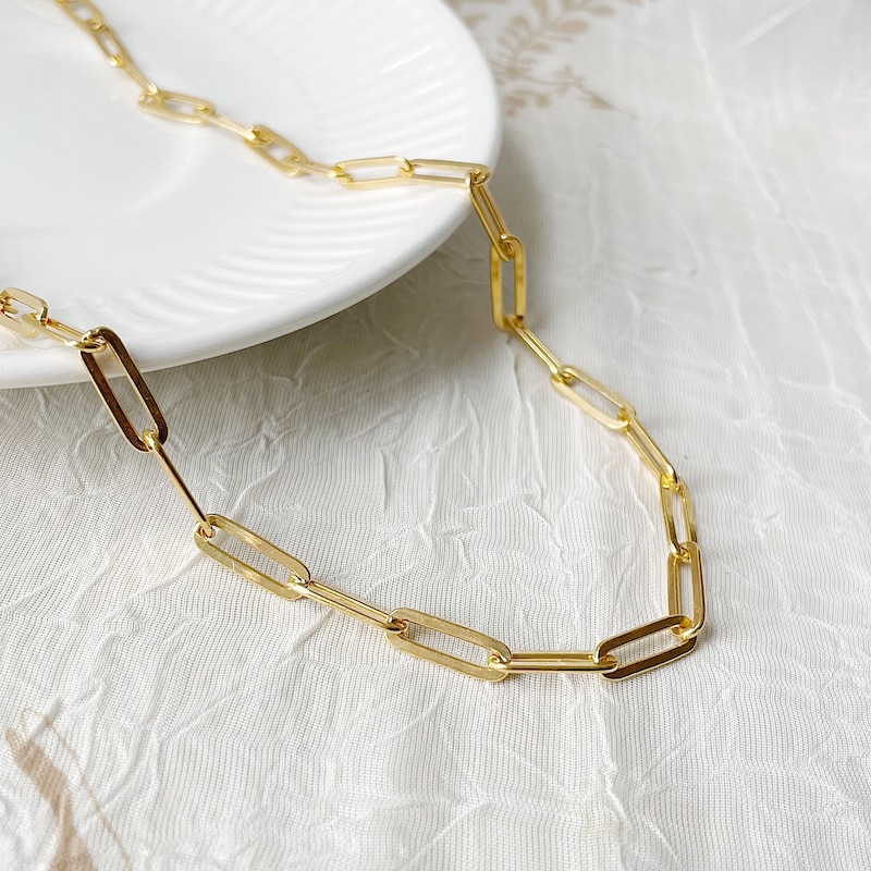 Gold Paper Clip Necklace - Etsy