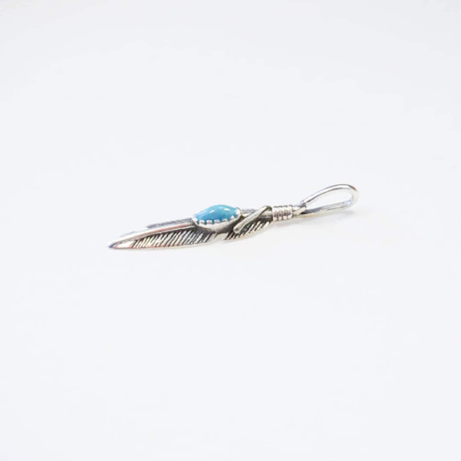 Native Inspired Turquoise Feather Pendant - Etsy
