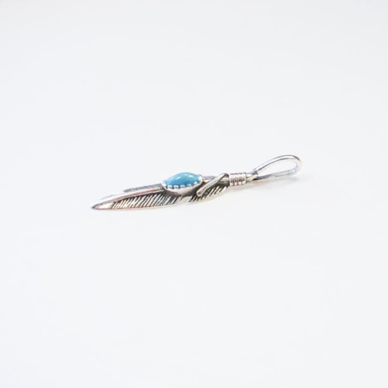 Native Inspired Turquoise Feather Pendant - Etsy