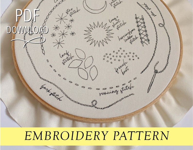 Thread Honey Embroidery Stitch Sampler Beginner Hand Embroidery Pattern ...
