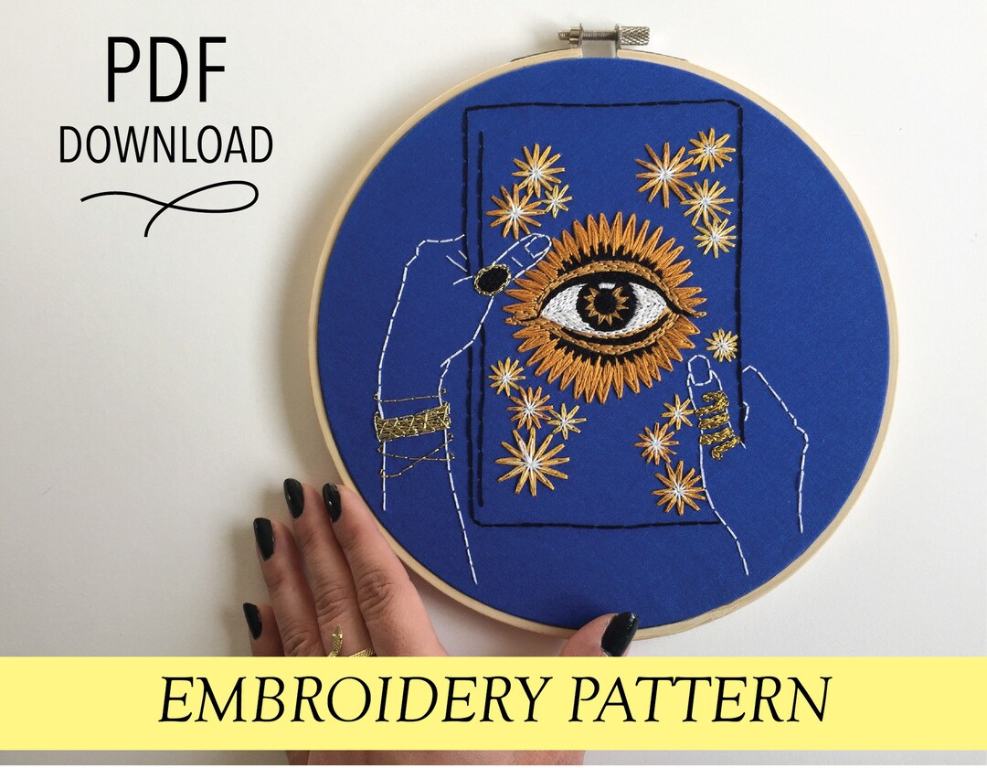 Evil Eye Book With Hands Pattern Hand Embroidery Modern Embroidery ...