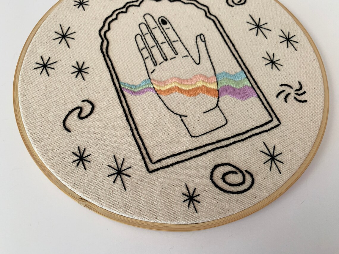 Rainbow Hand Pattern Hand Embroidery Modern Embroidery Guide Stitching ...