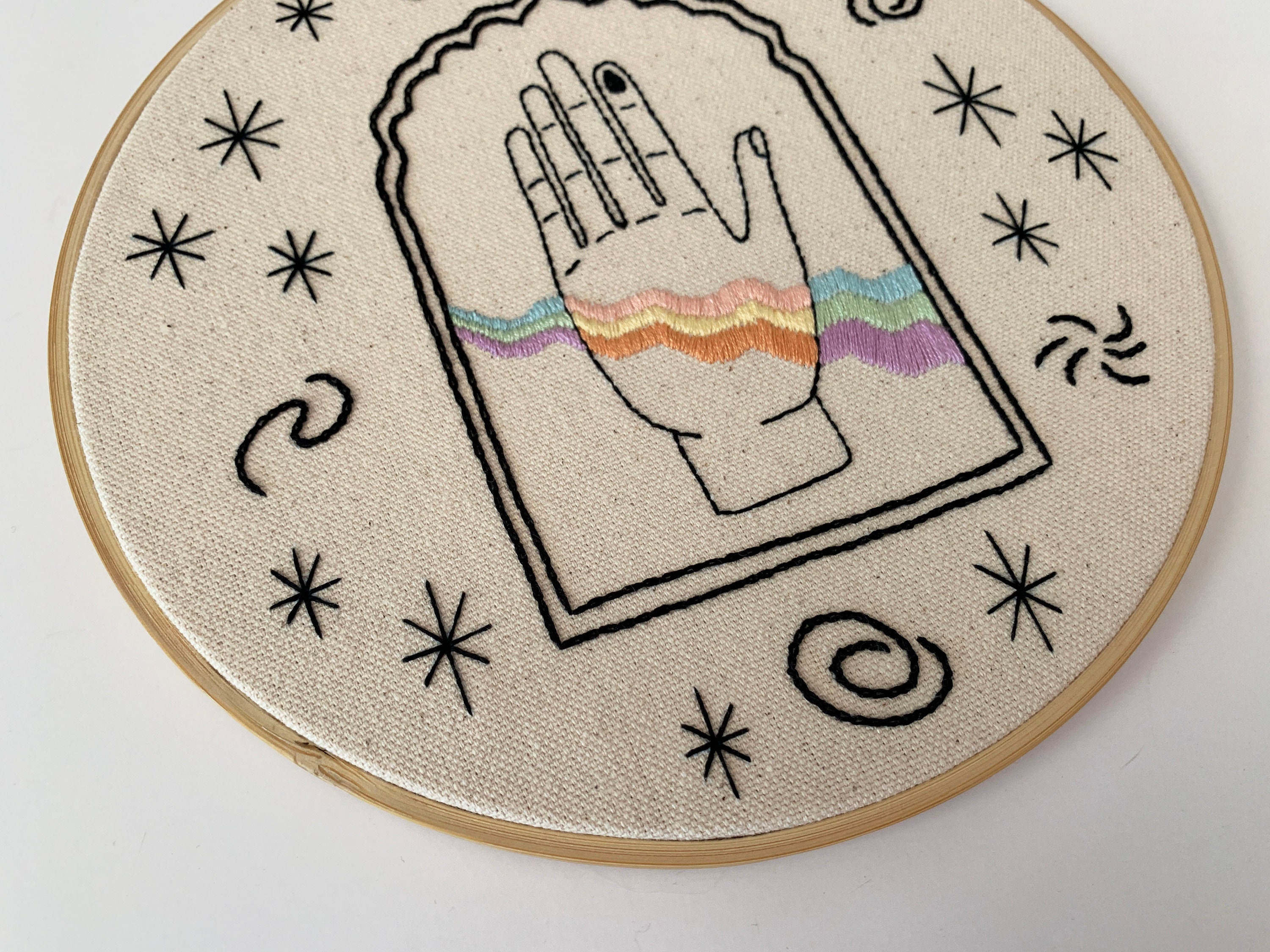 Rainbow Hand Pattern Hand Embroidery Modern Embroidery Guide Stitching ...