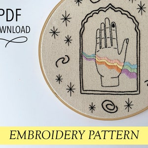 Rainbow Hand Pattern Hand Embroidery Modern Embroidery Guide Stitching ...