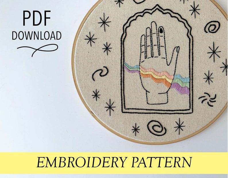 Rainbow Hand Pattern Hand Embroidery Modern Embroidery Guide Stitching ...