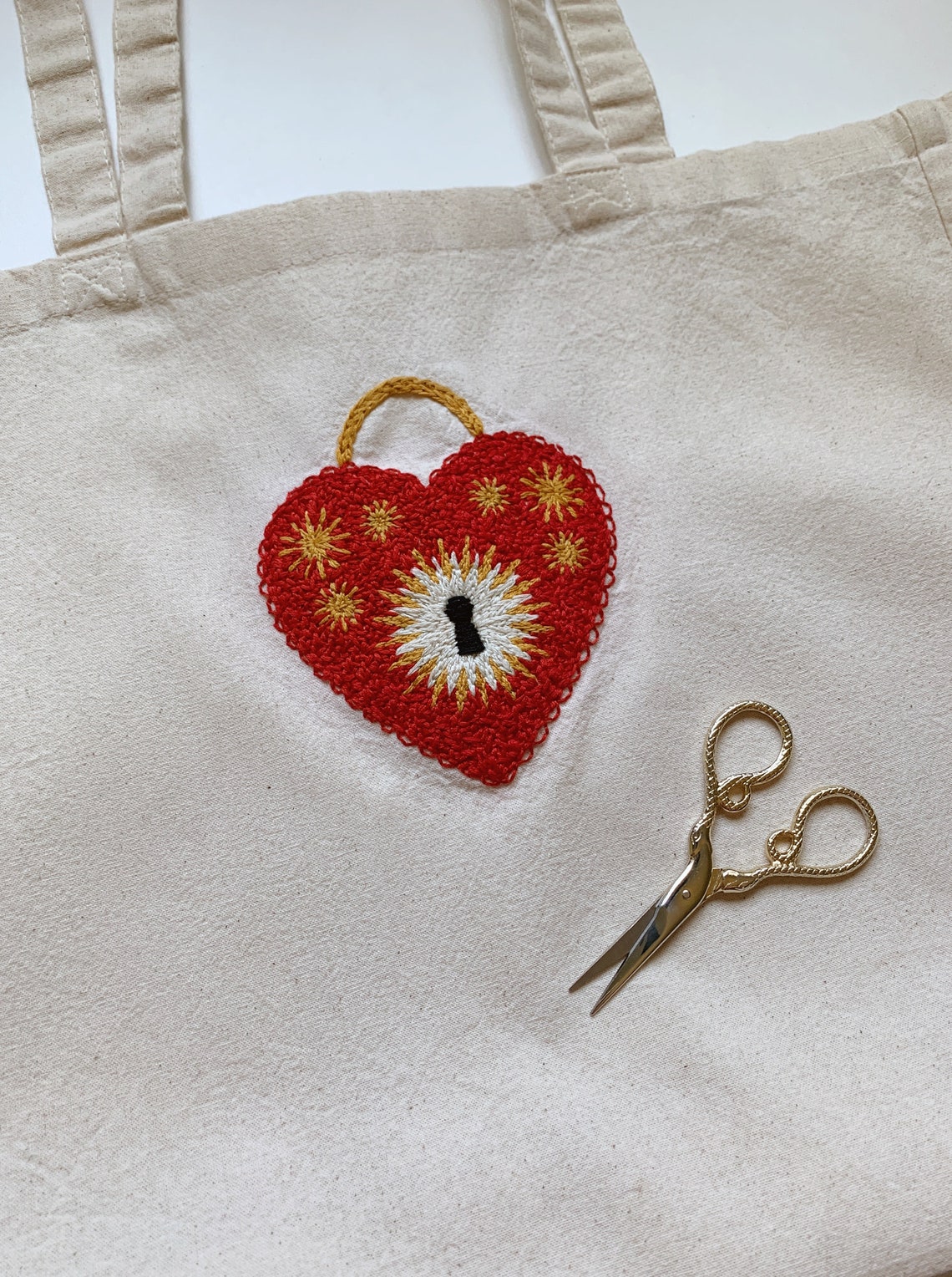 Locked Heart With Star Burst Embroidery Clothing Pattern // - Etsy