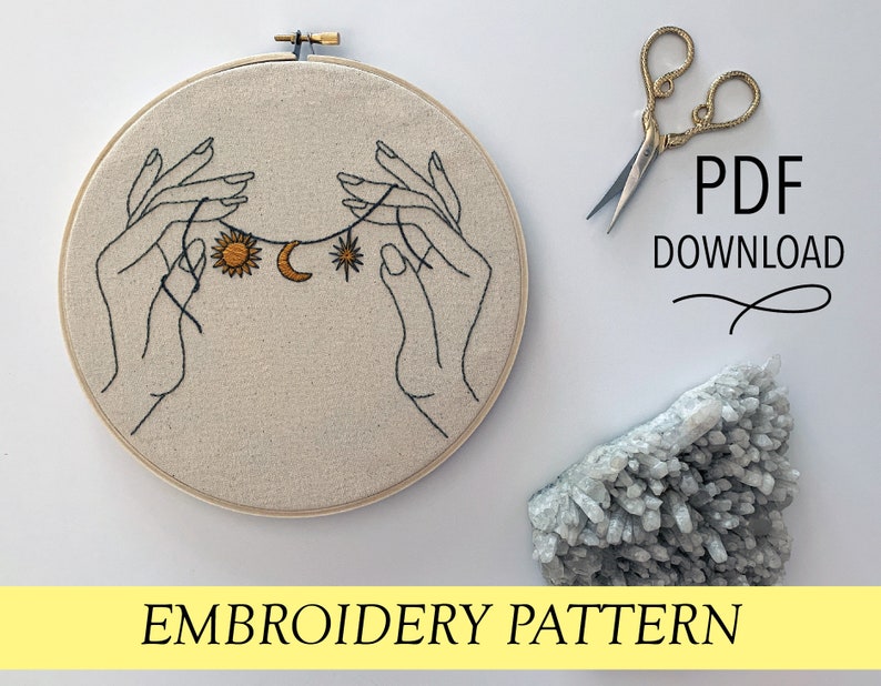 Space Charms Celestial Pattern Hand Embroidery Modern - Etsy