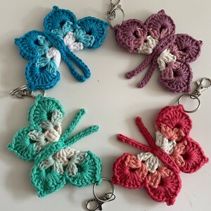 Crochet Butterfly Key Keeper/key Fob/ Bag Charm. Colours May - Etsy