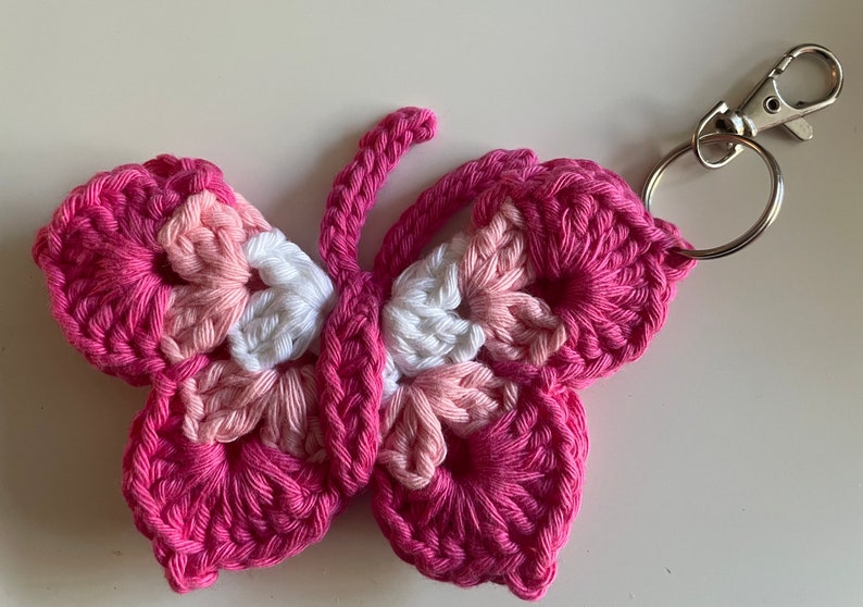 Crochet Butterfly Key Keeper/key Fob/ Bag Charm. Colours May Vary From ...