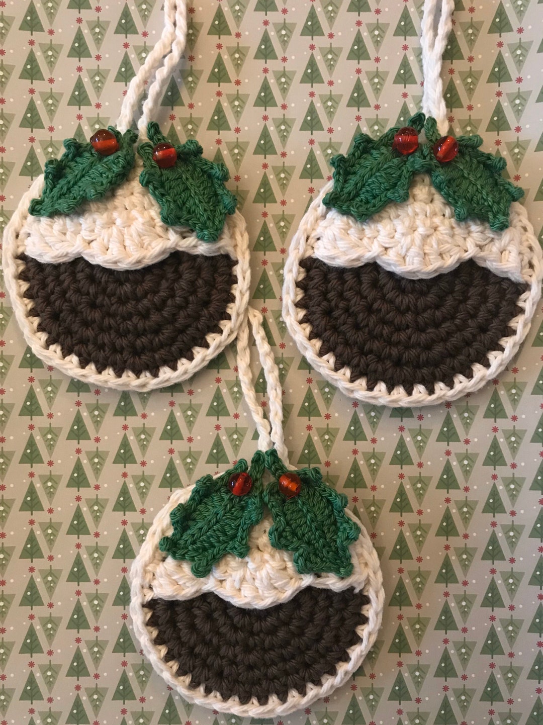 Crochet Christmas Pudding Tree Decorations - Etsy