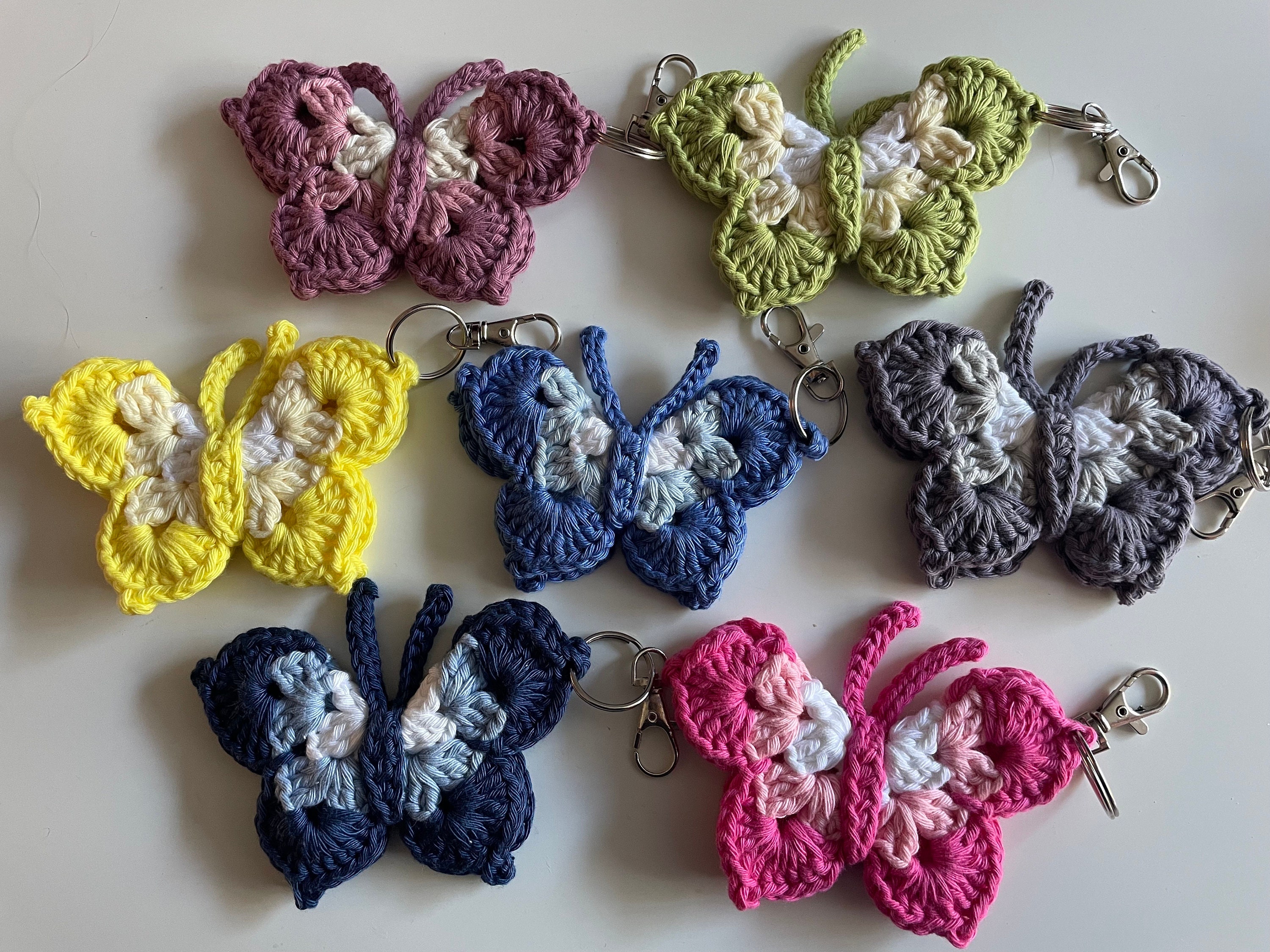 Crochet Butterfly Key Keeper/key Fob/ Bag Charm. Colours May Vary From ...